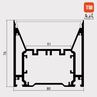 China Silver white LED Strip Lights Aluminum Profile 80mm x 76mm for Wardrobe for sale