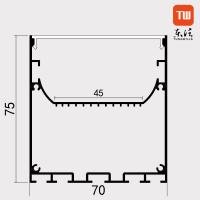 China 70×75mm Suspended LED Profile Channel Anodized Aluminium Alloy 6063 Material for sale