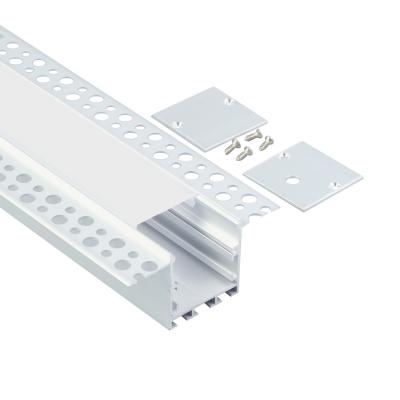 China 74mm Wide Recessed Led Aluminum Profile Channel Milky PC Cover Led Linear Light for sale
