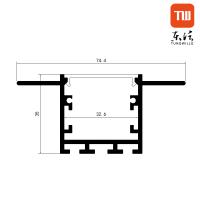 China 74mm Wide Recessed Led Aluminum Profile Channel Milky PC Cover Led Linear Light for sale