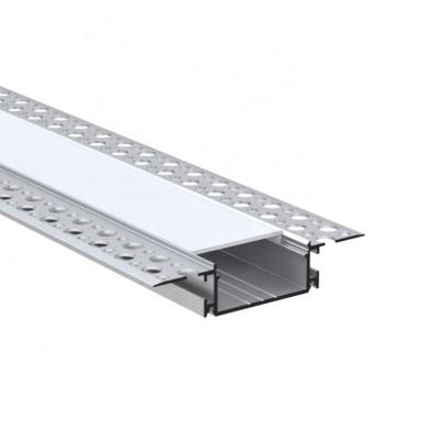 China Plasterboard Drywall Aluminum Extrusions For LED Lights Transparent Cover for sale