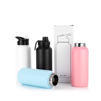 China Powder Coated Stainless Steel Sports Water Bottle 32oz 40oz Vacuum Insulated Wide Mouth for sale