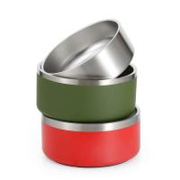 China Vacuum Insulated Stainless Steel Dog Bowls 180ml 910ml with Rubber Base Custom LOGO for sale