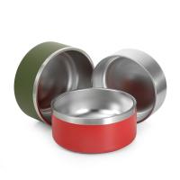 China Custom Logo Pet Double Wall Vacuum Metal Dog Bowls 32oz 64oz 304 Stainless Steel for sale