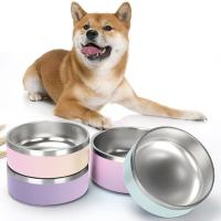 China Vacuum Insulated Stainless Steel Dog Bowls 180ml 910ml with Rubber Base Custom LOGO for sale