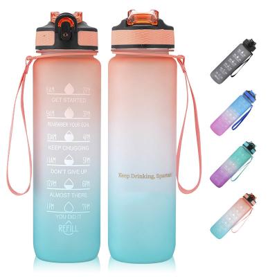 China 32oz Tritan BPA Free Motivational Water Bottle with Time Marker for Gym Sports for sale