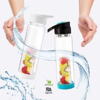 China 750ml BPA Free Fruit Infuser Strainer Plastic Water Bottle With Straw for sale