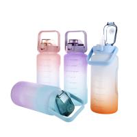 China BPA Free 64 oz 2.2 Litre Portable Gym Fitness Sport Half Gallon Water Bottle with Time Marker for sale