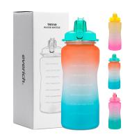 China Gradient PETG BPA Free Plastic Water Bottles 64 Oz With Time Marker for sale