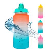 China Gradient PETG BPA Free Plastic Water Bottles 64 Oz With Time Marker for sale