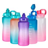 China Gradient PETG BPA Free Plastic Water Bottles 64 Oz With Time Marker for sale