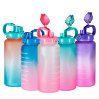 China BPA Free Plastic Water Bottle Half Gallon 64 oz Motivational Sports Gym Jug Custom Logo for sale