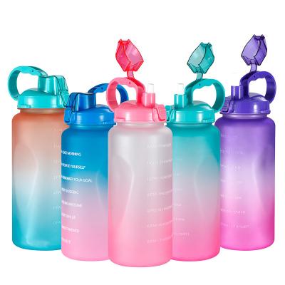 China BPA Free Plastic Water Bottle Half Gallon 64 oz Motivational Sports Gym Jug Custom Logo for sale