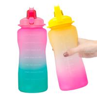China BPA Free Plastic Water Bottle Half Gallon 64 oz Motivational Sports Gym Jug Custom Logo for sale