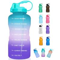 China BPA Free Plastic Water Bottle Half Gallon 64 oz Motivational Sports Gym Jug Custom Logo for sale
