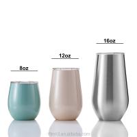 China 12oz Double Wall Insulated Stemless Steel Wine Tumbler Cup Customizable for sale