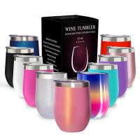 China 12 oz Stainless Steel Vacuum Insulated Wine Tumbler with Lid 304 Food Grade for sale