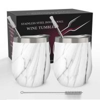 China 12 oz Stainless Steel Vacuum Insulated Wine Tumbler with Lid 304 Food Grade for sale