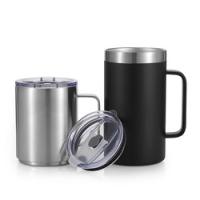 China 12oz 14oz Double Wall Vacuum Insulated Stainless Steel Beer Mug Coffee Cup with Handle for sale