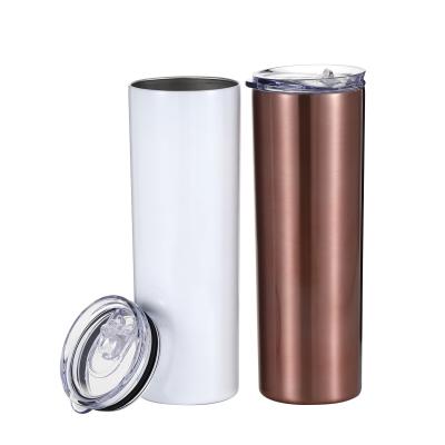 China 304 Stainless Steel Sublimation Skinny Tumbler 20oz Double Wall Insulated Cup with Lid and Straw for sale