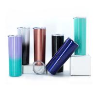 China 304 Stainless Steel Sublimation Skinny Tumbler 20oz Double Wall Insulated Cup with Lid and Straw for sale