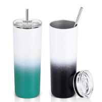 China 304 Stainless Steel Sublimation Skinny Tumbler 20oz Double Wall Insulated Cup with Lid and Straw for sale