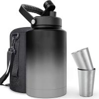 China Double Wall Vacuum Insulated Stainless Steel Growler 128oz 1 Gallon with Sleeve for sale
