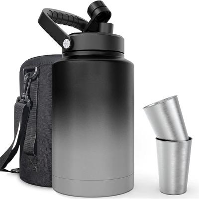 China Double Wall Vacuum Insulated Stainless Steel Growler 128oz 1 Gallon with Sleeve for sale