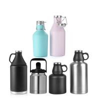China Double Wall Vacuum Insulated Stainless Steel Growler 128oz 1 Gallon with Sleeve for sale