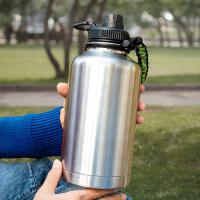 China 64 oz Wide Mouth Stainless Steel Thermos Flask Double Wall Insulated Beer Growler for sale