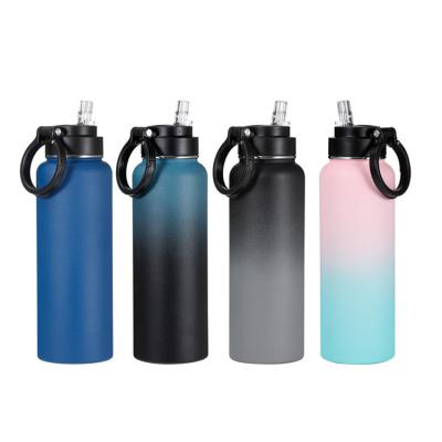 China Insulated Stainless Steel Water Bottle 18/8 24oz Flip Lid with Handle Straw for sale