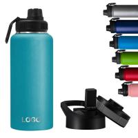 China Powder Coated Stainless Steel Water Bottle Double Wall Vacuum Insulated 22oz Wide Mouth for sale