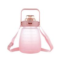 China PETG Plastic Kids Water Bottle 1200ml with Straw Lid Motivational Sports Drinking for sale