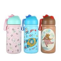 China Insulated Stainless Steel Double Wall Kids Water Bottle 14oz Vacuum Flask with Straw Lid for sale