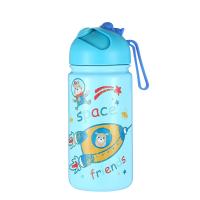 China Insulated Stainless Steel Double Wall Kids Water Bottle 14oz Vacuum Flask with Straw Lid for sale