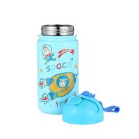 China Insulated Stainless Steel Double Wall Kids Water Bottle 14oz Vacuum Flask with Straw Lid for sale