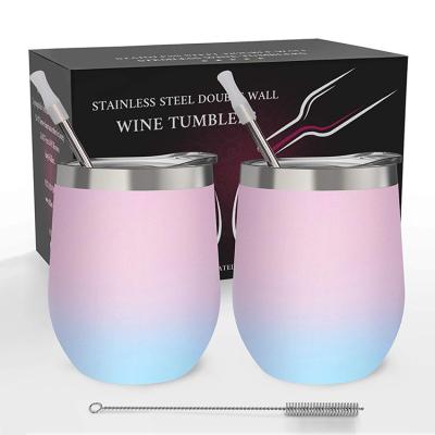 China Double Wall 304 Stainless Steel Wine Tumbler 12oz Travel Mug with BPA-Free Lid for sale