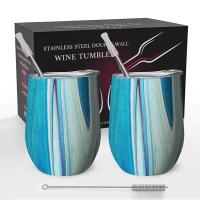 China Double Wall 304 Stainless Steel Wine Tumbler 12oz Travel Mug with BPA-Free Lid for sale