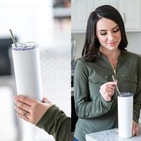 China Stainless Steel Vacuum Sublimation Blanks Tumbler with Straw 20oz 30oz for sale