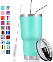 China 20 oz Stainless Steel Vacuum Insulated Tumbler with Straw for Hot Cold Drinks Beer Wine for sale