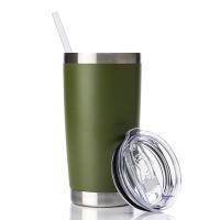 China 20 oz Stainless Steel Vacuum Insulated Tumbler with Straw for Hot Cold Drinks Beer Wine for sale