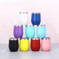 China Stainless Steel Travel Mug 8oz 12oz Stemless Wine Tumbler with Clear Lid for sale
