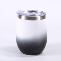 China Stainless Steel Travel Mug 8oz 12oz Stemless Wine Tumbler with Clear Lid for sale