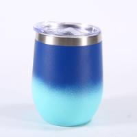 China Stainless Steel Travel Mug 8oz 12oz Stemless Wine Tumbler with Clear Lid for sale
