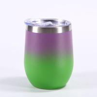 China Stainless Steel Travel Mug 8oz 12oz Stemless Wine Tumbler with Clear Lid for sale