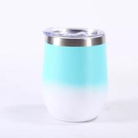 China Stainless Steel Travel Mug 8oz 12oz Stemless Wine Tumbler with Clear Lid for sale