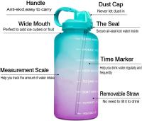 China BPA Free Tritan Sport Water Bottle 64 oz Half Gallon Motivational Reusable Gym for sale