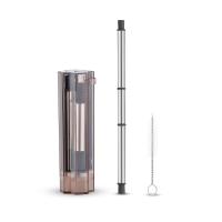 China Reusable Stainless Steel Drinking Straws 23cm Collapsible with Case Food Grade Portable for sale