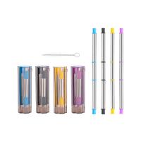 China Reusable Stainless Steel Drinking Straws 23cm Collapsible with Case Food Grade Portable for sale