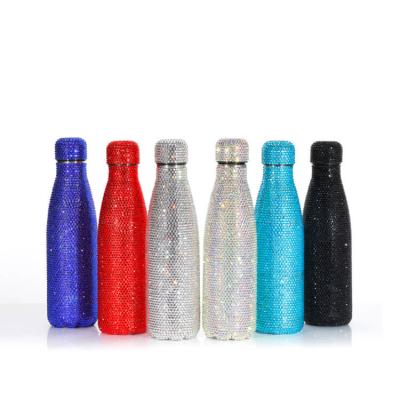 China 500ml Insulated Stainless Steel Water Bottle Cola Shape Rhinestone Christmas Gift for sale